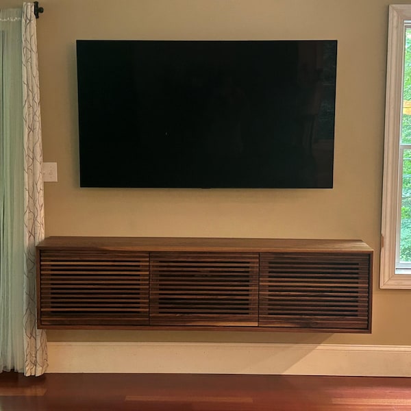Walnut Floating Media Console - Etsy