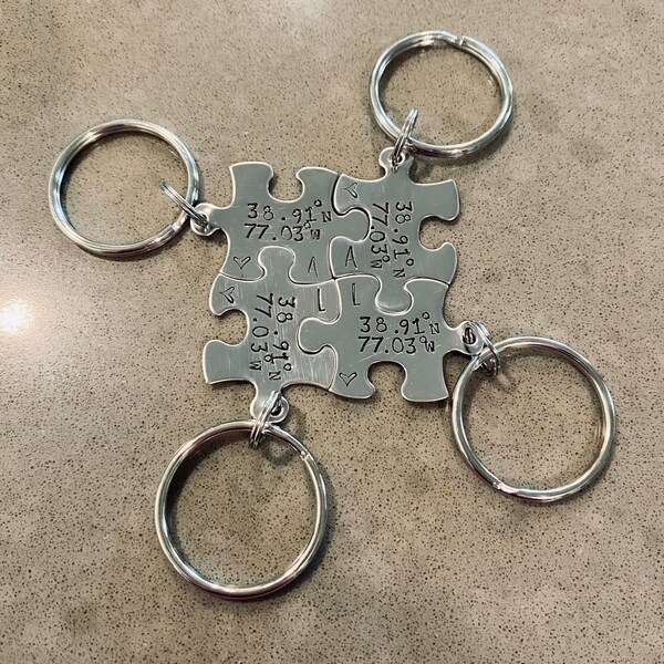 Puzzle Keychain Set-latitude Longitude Keychain Set- Best Friends ...