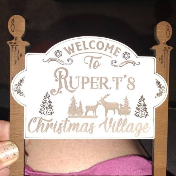 Personalized Christmas Village Sign, Welcome to Our Village Sign ...