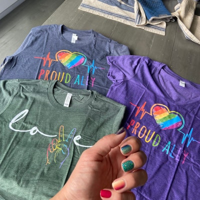 Women's Proud Ally LGBT T Shirt LGBT Support Shirt Friends Heart Shirts ...