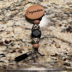 Personalized Badge Reel // Silicone Beaded ID Badge Holder // Office ...
