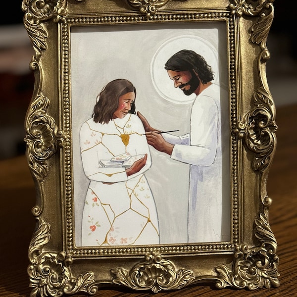 Kintsugi Christ Art Print: Japanese Golden Joinery - Etsy