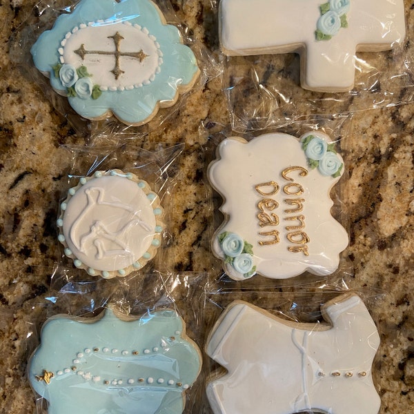 Baptism Sugar Cookies: Religious Cross Decorated Cookies - Etsy