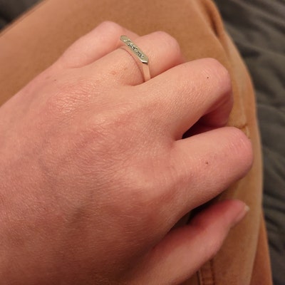 Custom Signet Ring Name Ring Stackable Bar Ring Minimalist Ring Personalized Engraved Ring ...