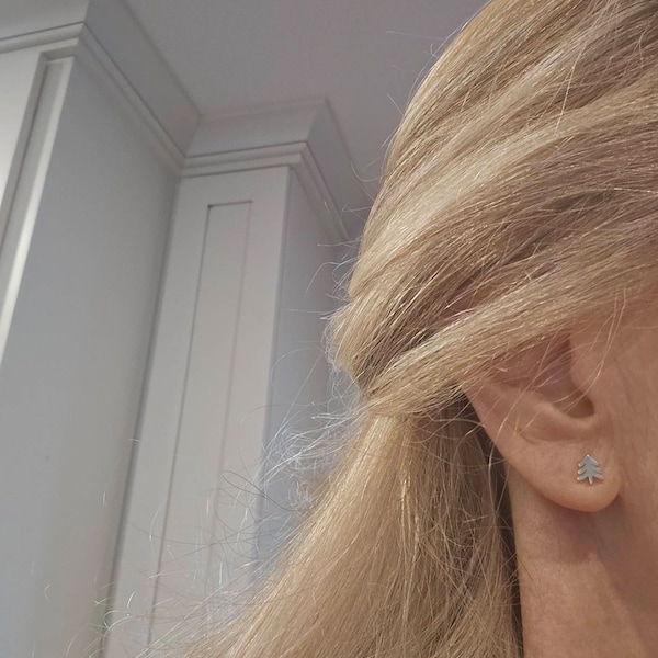 Silver Pine Tree Stud Earrings,evergreen Tree Earrings,tree Earrings ...