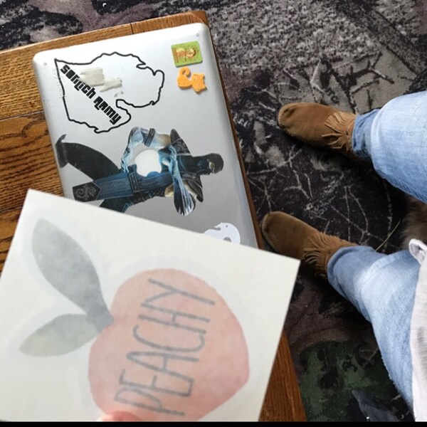 Peachy Decal - Peach Vinyl Sticker - Watercolor Peach Decal - Car ...