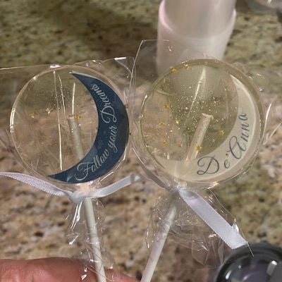 Crescent Moon Lollipops-hard Candy Lollipops Birthday - Etsy