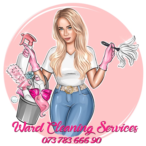 Custom Cartoon Cleaning Business Logo Design: Maid Service Portrait ...