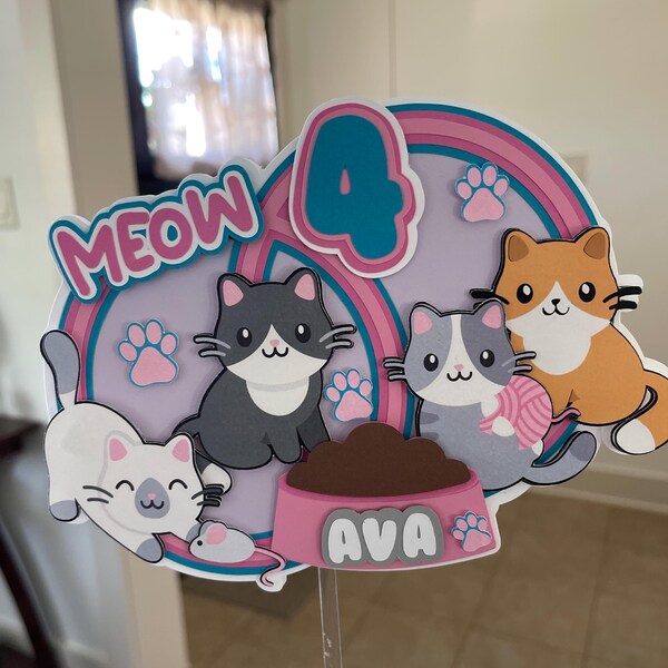 Custom Kitten Cake Topper/ Cat Party - Etsy