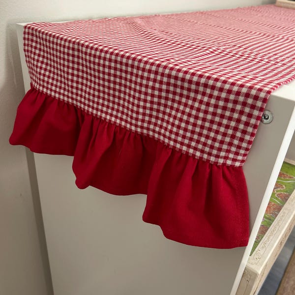 Red Gingham Placemat With Ruffled in Various Colour, Water Proof ...
