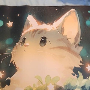 Mushroom Deskmat Anime Cat Mouse Pad Cute Green XL Mousepad Cat Desk ...