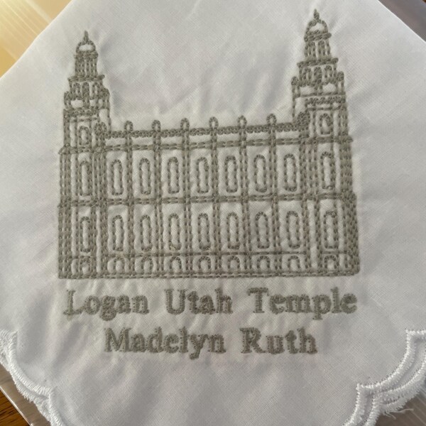 Embroidered Manti Utah Temple Handkerchiefs - Etsy
