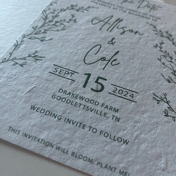 Japanese Theme Wedding Invitation Handmade Seed Paper Invite - Etsy