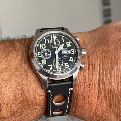 Brown Tapered Vintage Rally Leather Watch Strap With Holes - Etsy