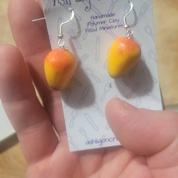 Handmade Polymer Clay Mango Earrings: Hypoallergenic Hooks - Etsy