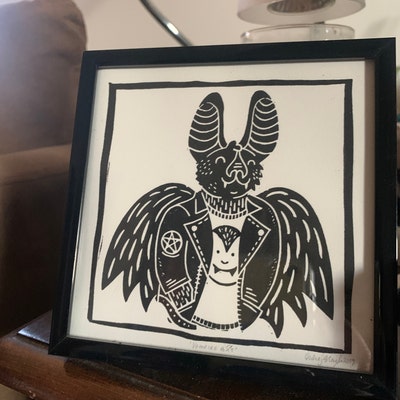 Vampire Bat Linocut Print From My 'horror High' - Etsy UK