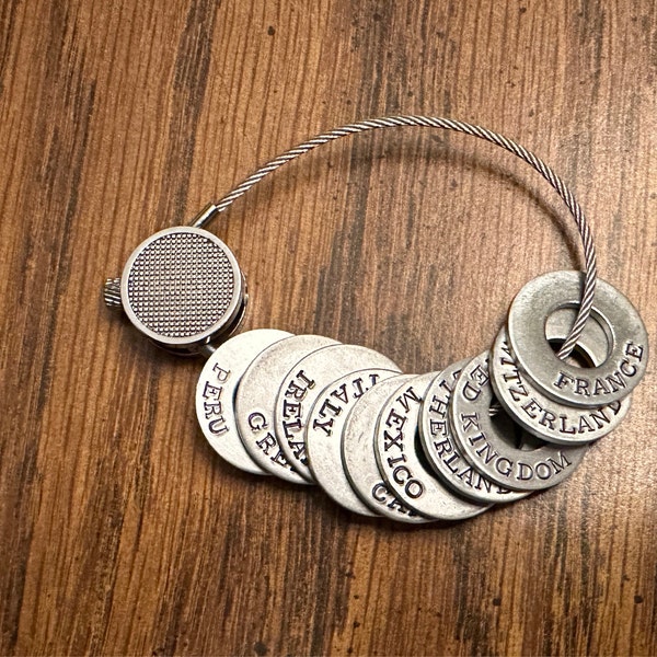 Travel Tokens Leather Keychain Lanyard, Travel Lover Gift, Personalized ...