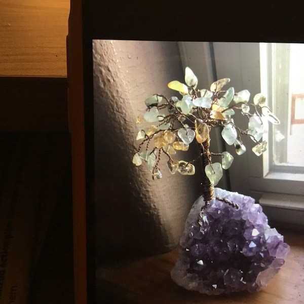 Gemstone Tree, Genuine Grade AA Peridot Stones on a Natural Smoky ...