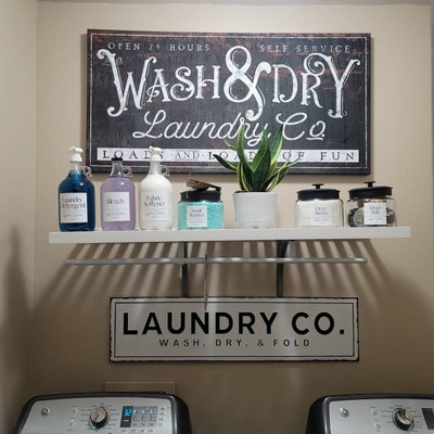 Modern Farmhouse Wall Decor Laundry Sign Wash & Dry Rustic Chic Self ...