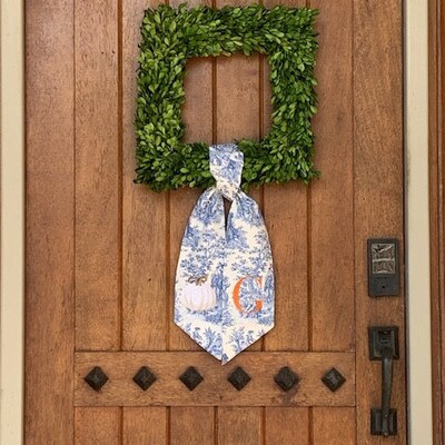 Custom Acorn Monogram Swag, Personalized Taupe Toile Thanksgiving ...