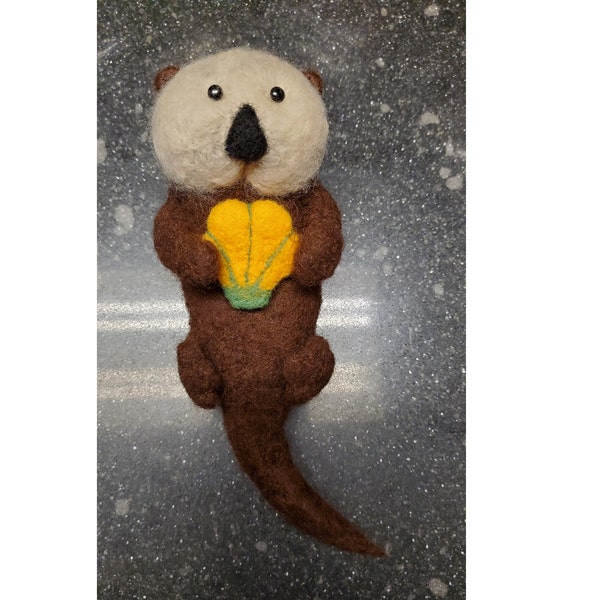 Needle Felting Kit DIY - Sea Otter & Shell // Cute Wool Needle Felted ...