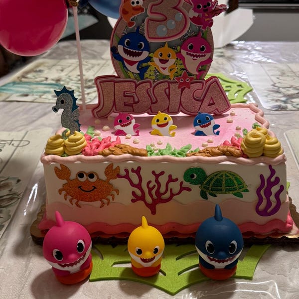 Baby Shark Cake Topper, Baby Shark Birthday, Cupcake Topper, Ping Fong ...