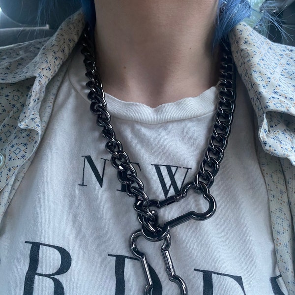 Gunmetal - Bone Ring Slip Chain / Fidget Choker/collar - Etsy