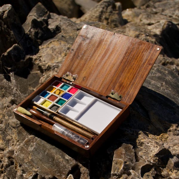 Handmade Wooden Pocket Gouache Paint Box - Etsy