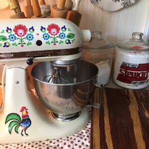 Dutch-folk-art-rooster-and-flowers Stand Mixer Wrap Front & Back Decal ...