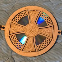 Moon, Sun and Stars Suncatcher Laser Cut Wood With Repurposed Dvds ...