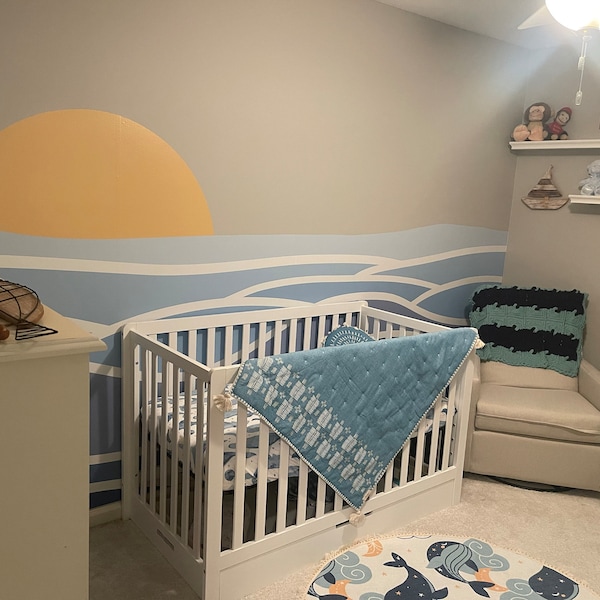 Wave Wall Decal / Wave Wall Mural / Wave Wallpaper / Nautical Wall ...