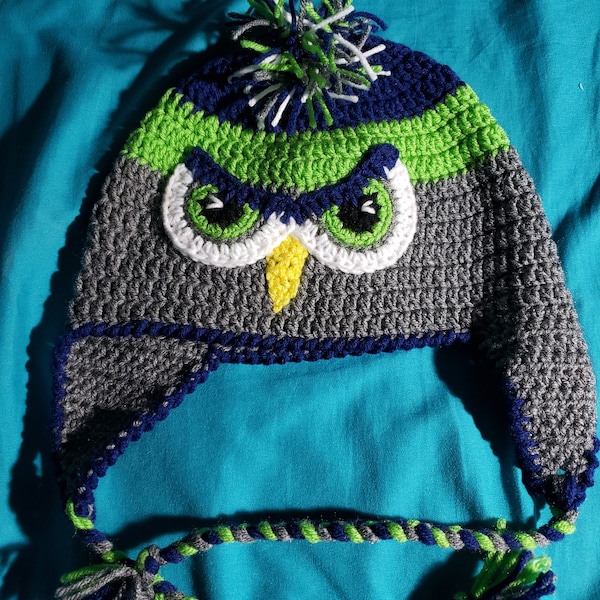 Crochet Mr or Mrs Seahawk Hats - Mohawk or Ponytails - Baby to Adult ...