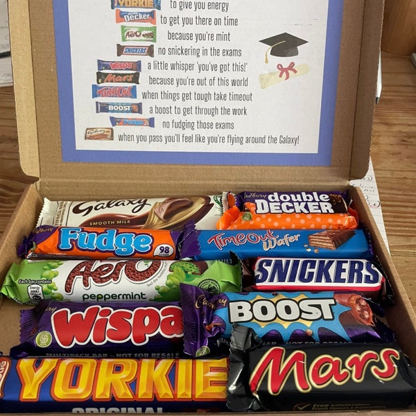 Exam Chocolate Gift Box | Student Revision Kit, Good Luck Treats - Etsy