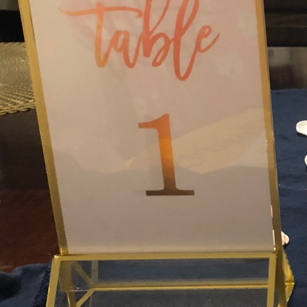 PRINTED Premium GOLD Foil Wedding Table Numbers, 4x6 Calligraphy Foil ...