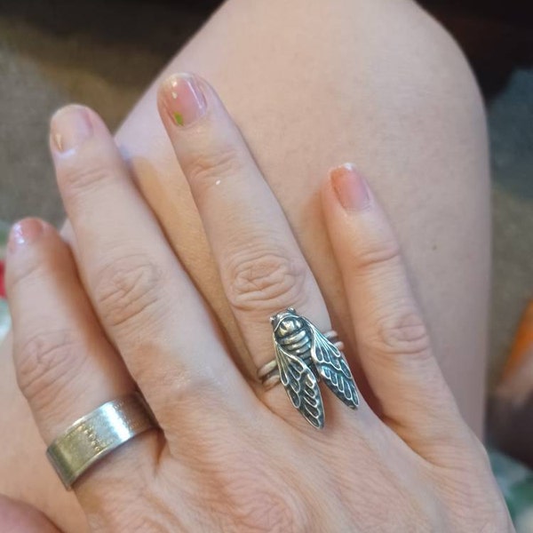 Silver Cicada Ring Sterling Silver Insect Ring Witch Ring Bug Ring ...