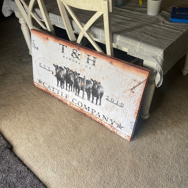 Rustic Cattle Ranch Sign Established Personalized Farmhouse Wall Art ...