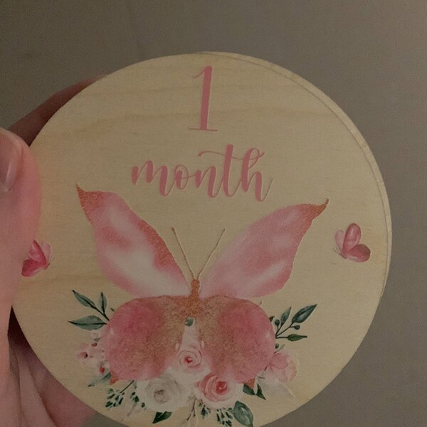 Butterfly Milestone Cards, Baby Milestone Butterfly Discs Marker, Wood ...
