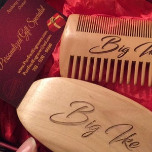 Wood Beard Comb, Engraved Comb, Personalised Beard Comb, Brush Comb Set ...