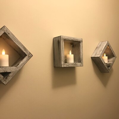 Rustic Wall Box Set, Wooden Wall Boxes, Decorative Wall Shelving ...