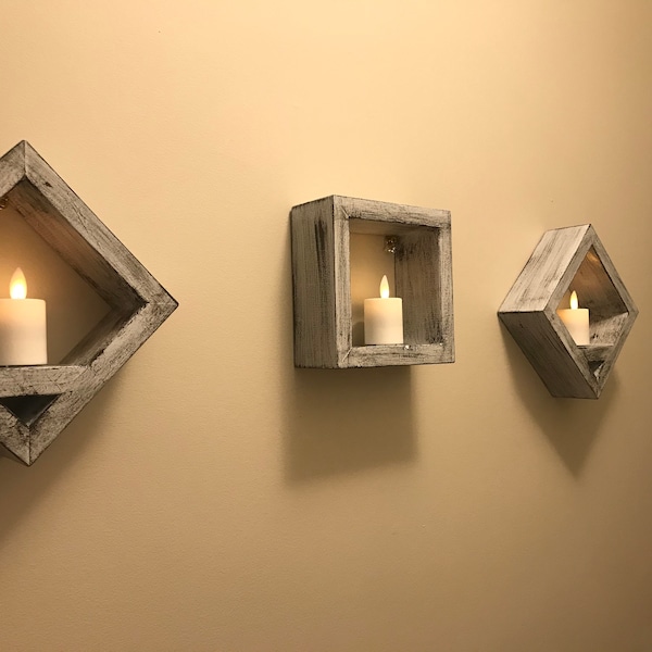 Rustic Wall Box Set, Wooden Wall Boxes, Decorative Wall Shelving ...