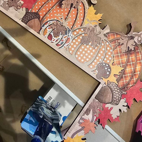 Fall Pumpkins Door Corner Decor, Wooden Autumn Pumpkin Door Topper ...
