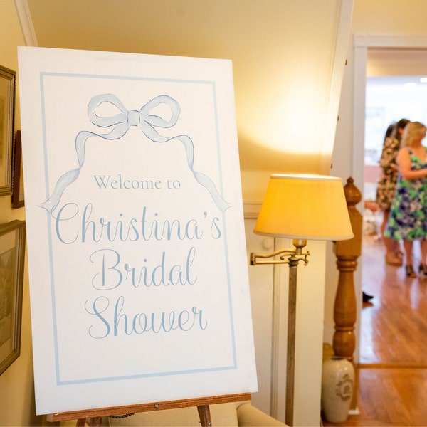 Watercolor Blue Bow Welcome Sign | Editable 24x36 Sign | Blue Bow ...