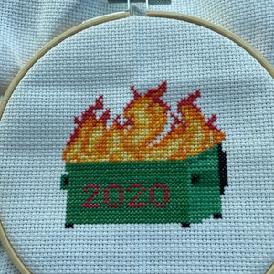 Dumpster Fire 2020 STAY at HOME Cross Stitch Chart Pattern PDF ...