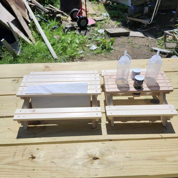 Picnic Table Condiment Holder and Paper Towel Holder Plan Bundle, Mini ...