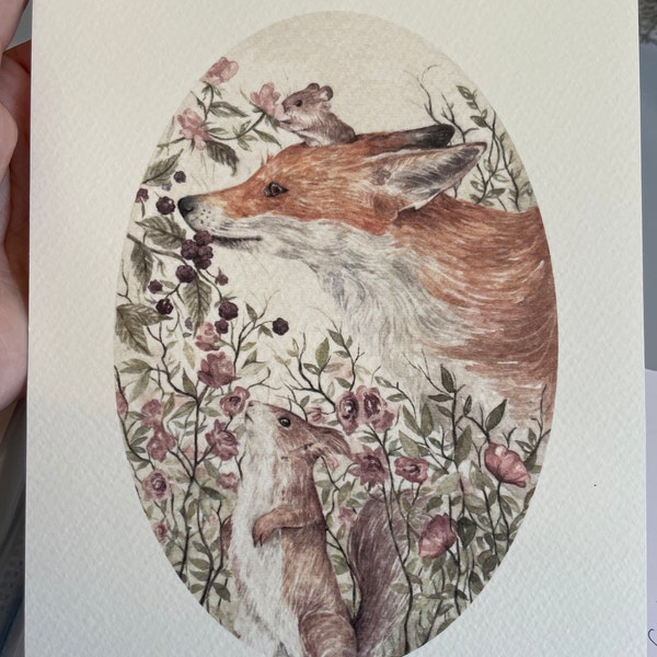 Cottagecore Fox, Fox Lover Gift, Woodland Animal Art, Fox Art Print ...