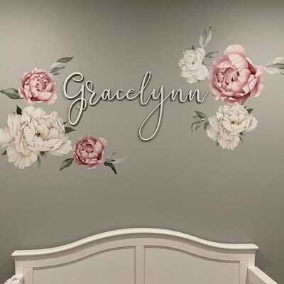 Peony Wall Decal, Flower Wall Decal, Floral Wall Decals, Peony Flowers ...