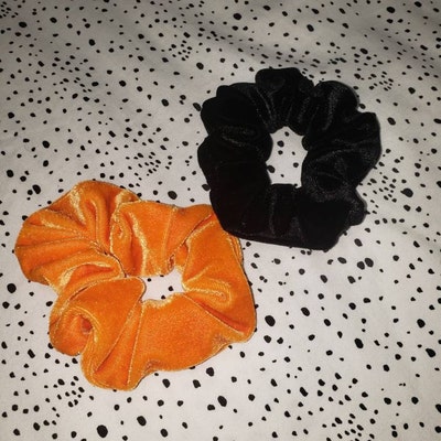 Halloween Velvet Hair Scrunchie Set, Orange, Black, Scrunchy, Top Knot ...