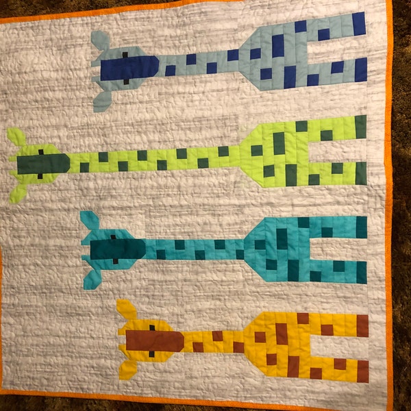 Giraffes in a Row Quilt Pattern, PDF Instant Download Modern Patchwork Baby Lap Size African ...