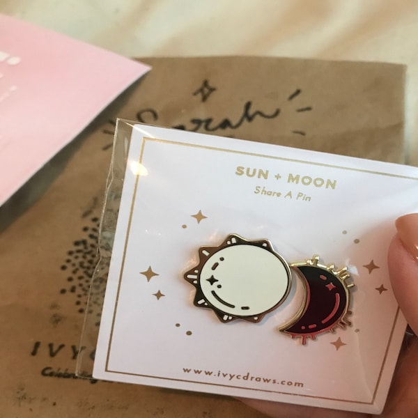Sun and Moon Enamel Pin Set - Etsy
