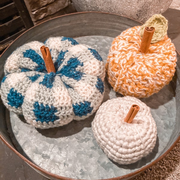 PDF Crochet Pattern for THREE Rustic Pumpkins - Etsy
